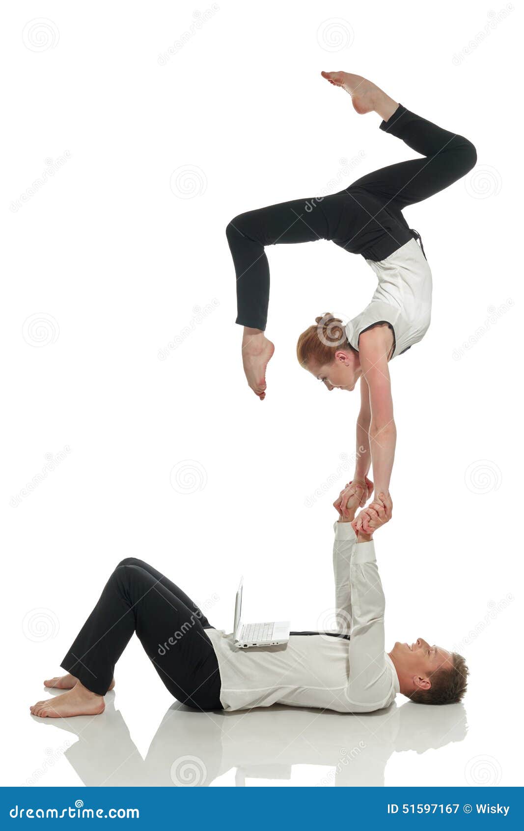 Acrobatic Business People Doing Handstand in Pair Stock Image - Image ...