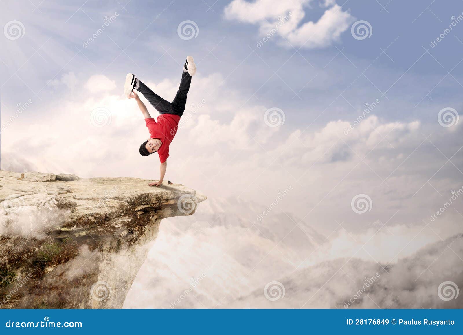 Acrobatic Competition Cartwheel on Mountain Stock Image - Image of ...