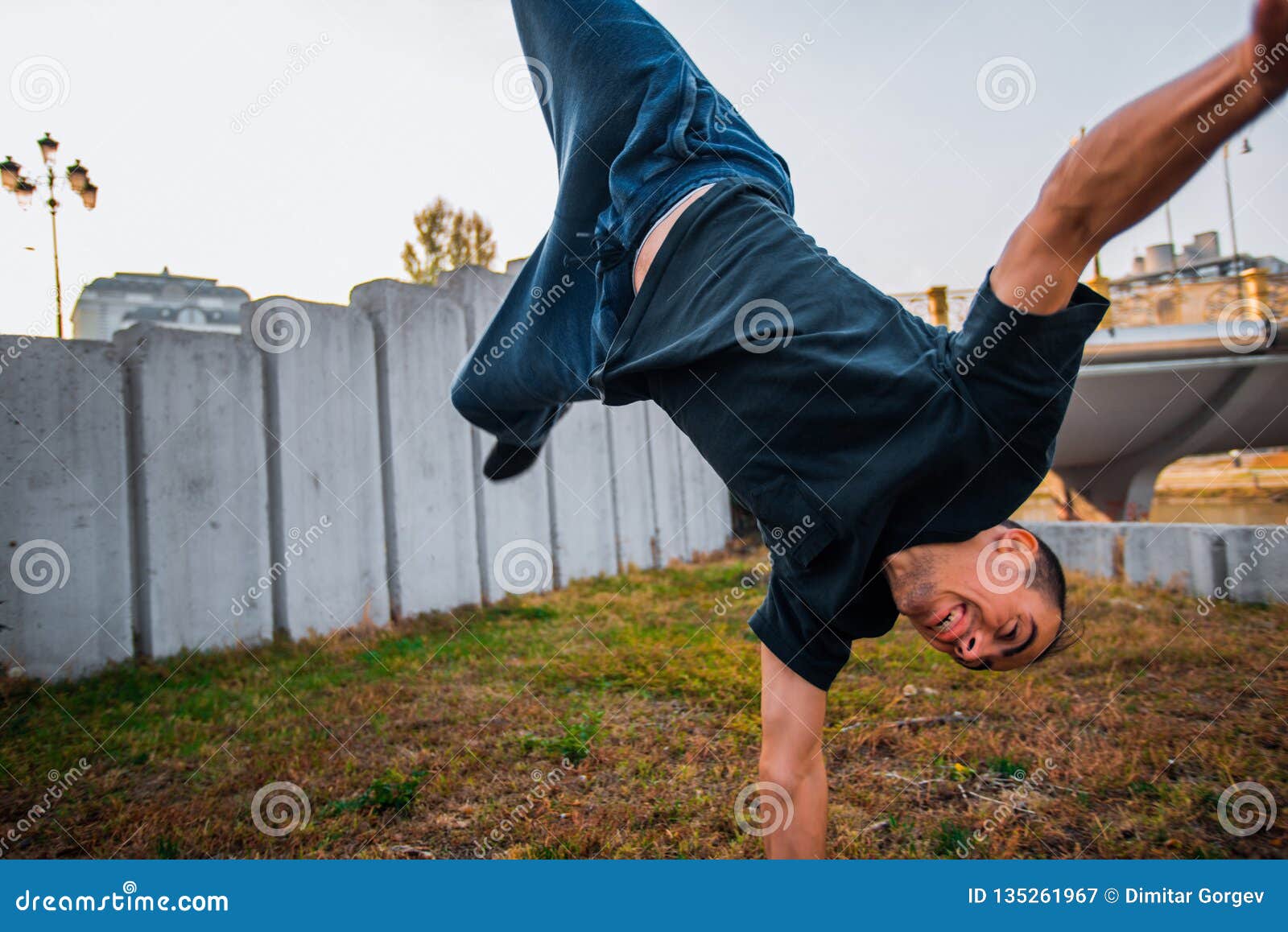 Acrobatic Guy Exercise Handstand Stock Image - Image of brave, athletic ...