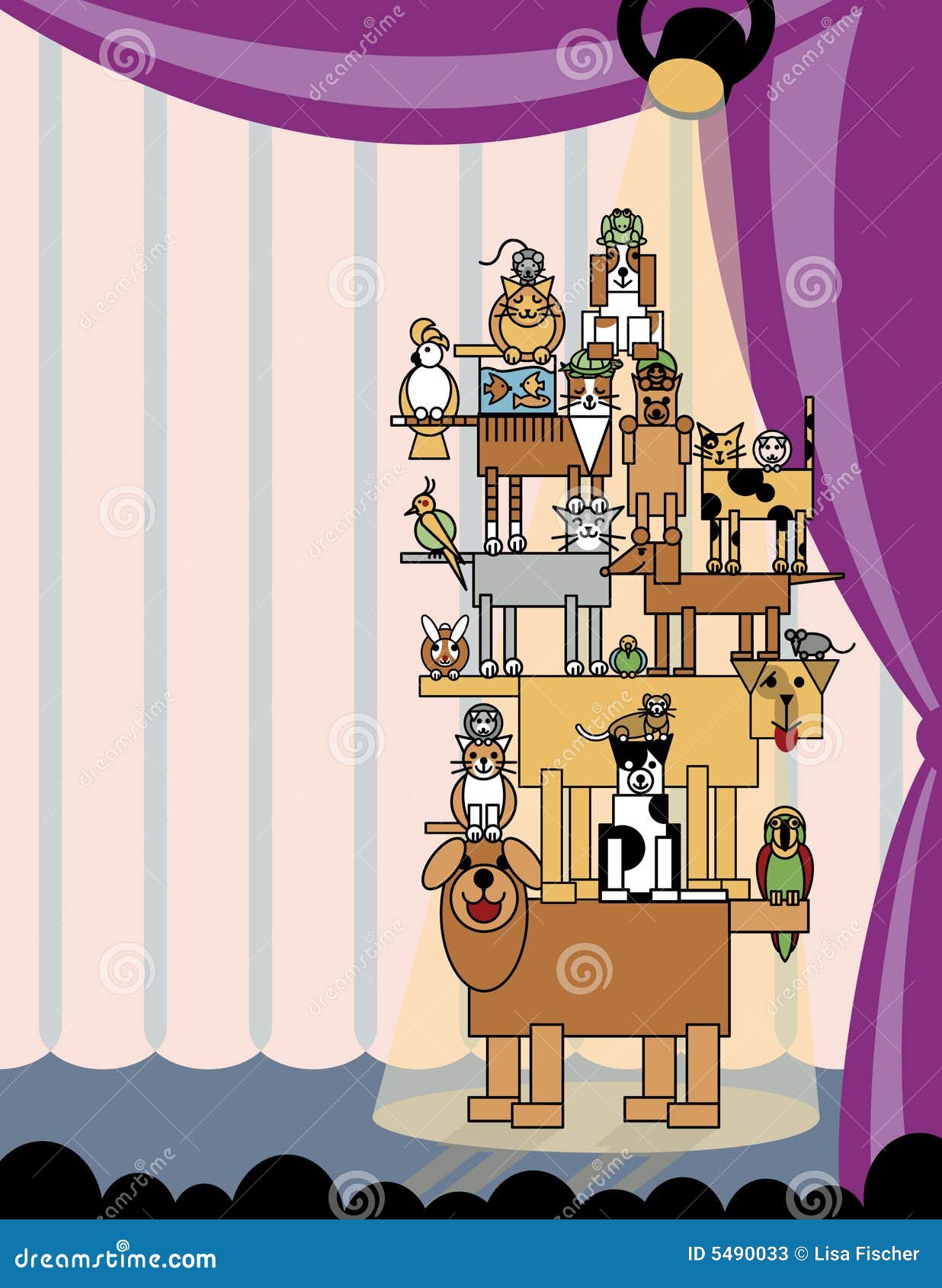 Acrobatic Pets-Stage Left stock vector. Illustration of acrobats - 5490033