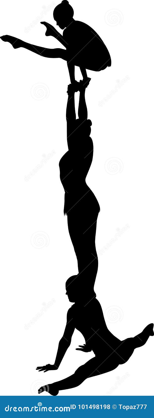 Acrobatic Stunt. Gymnasts Acrobats Vector Black Silhouette Stock Vector ...