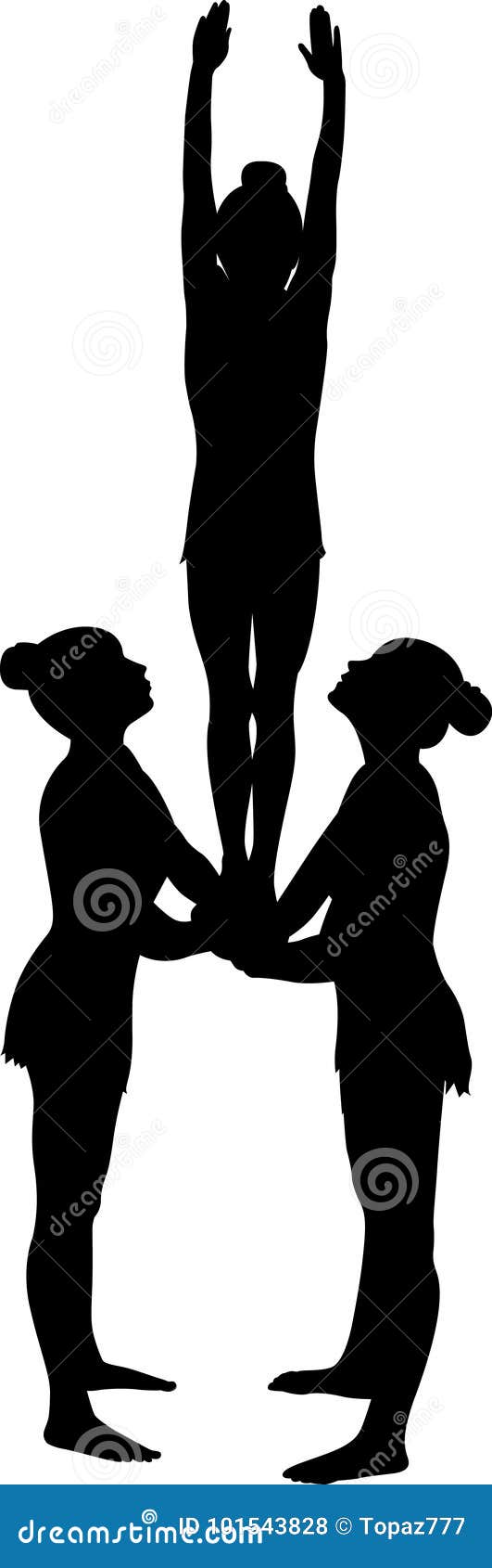 Acrobatic Stunt. Gymnasts Acrobats Vector Black Silhouette Stock Vector ...