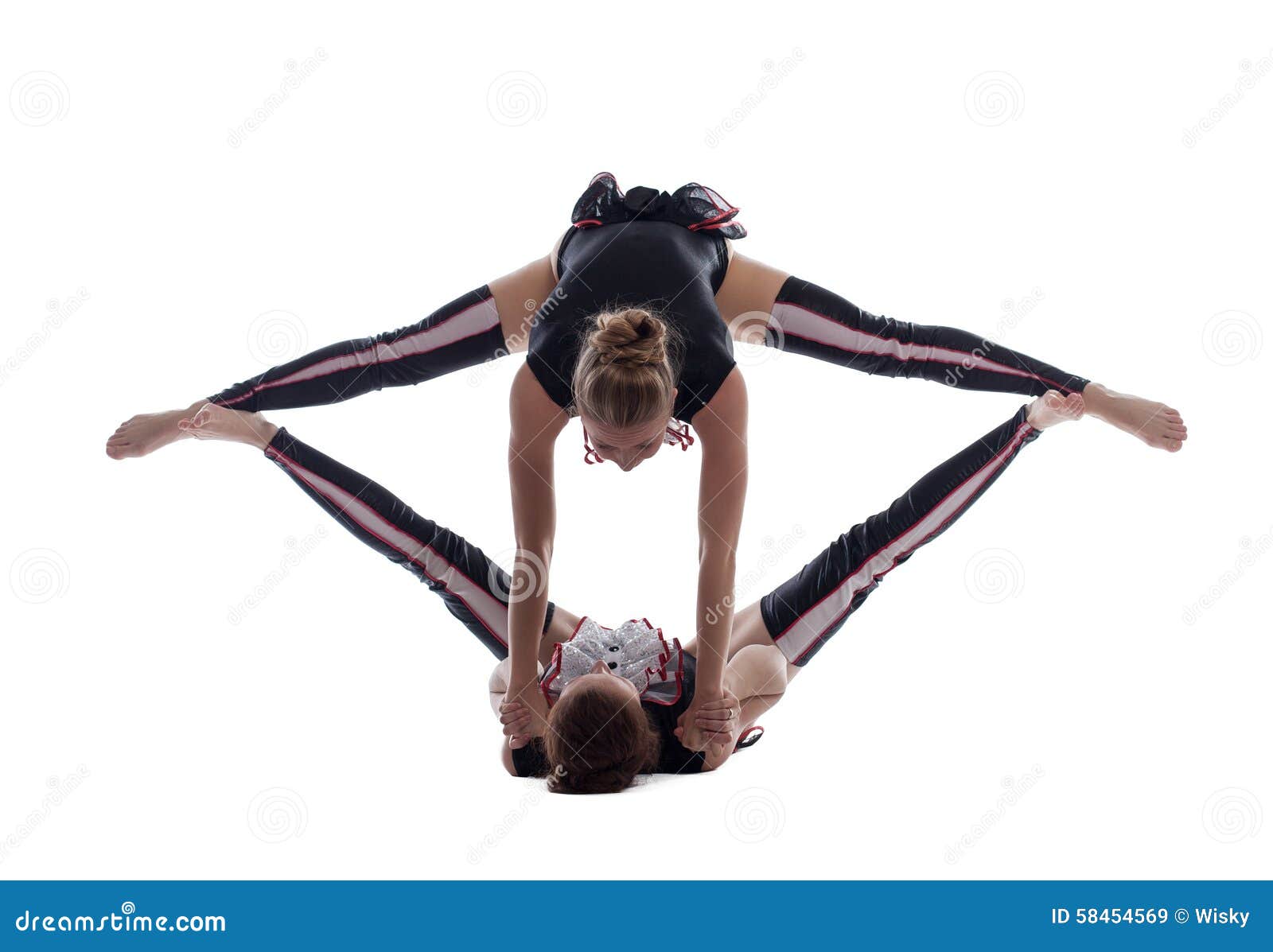 Acrobatics. Girls in Difficult Stretching Pose Stock Image - Image of ...