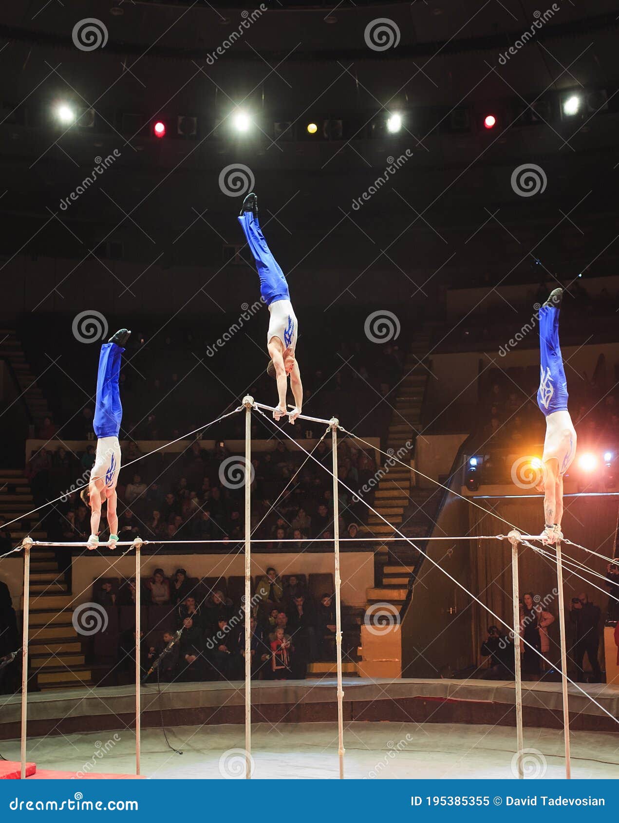 Acrobats Perform Exercises on the Bar in the Circus Arena Stock Image ...
