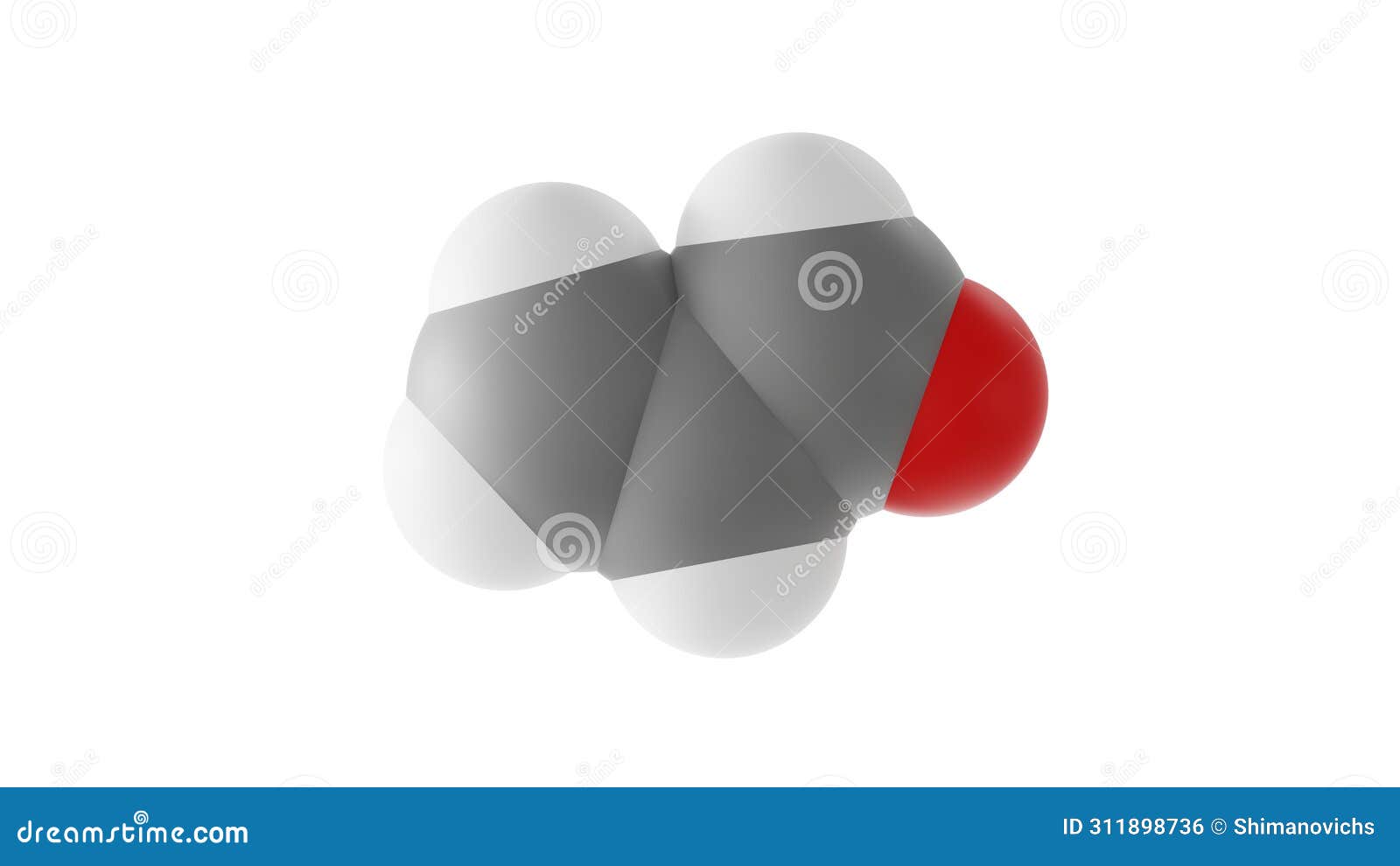 Acrolein Molecular Structure, 3d Model Molecule, Unsaturated Aldehyde ...