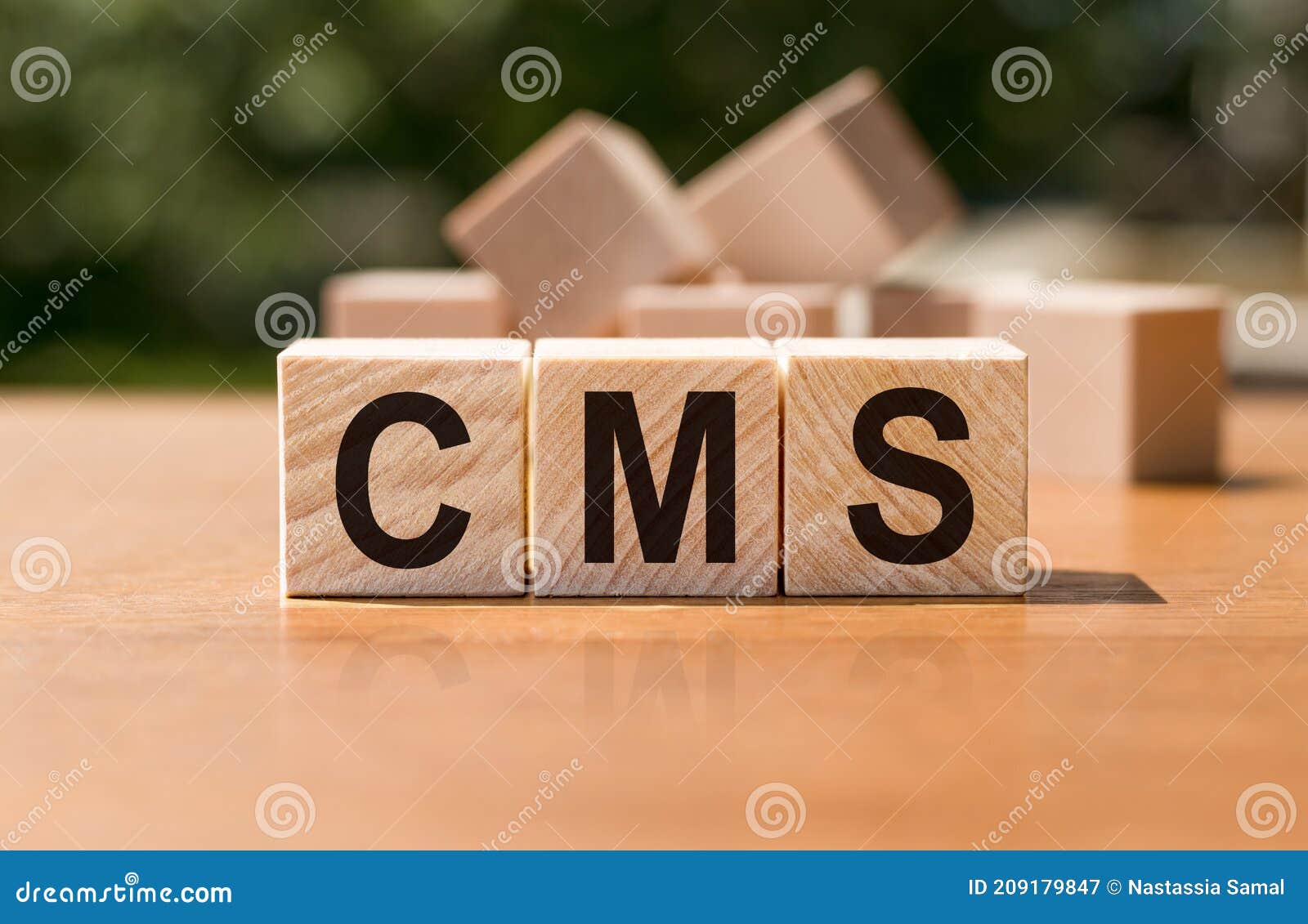 Acronym CMS - Content Management System. Wooden Small Cubes with ...