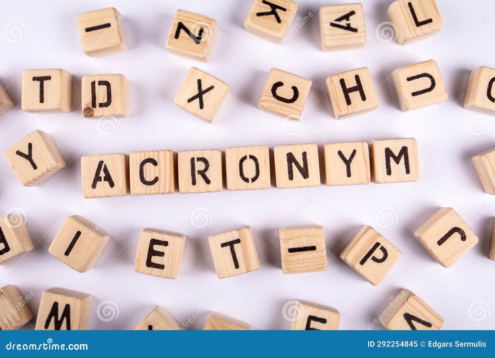 ACRONYM Concept. Wooden Alphabet Blocks on a White Background Stock ...