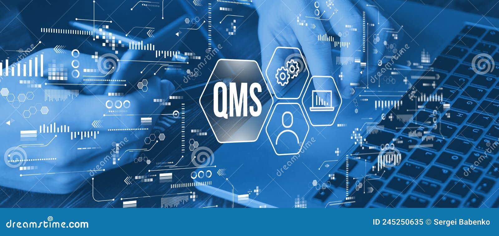 Acronym QMS or Quality Management System. Abstract Scheme with Text and ...