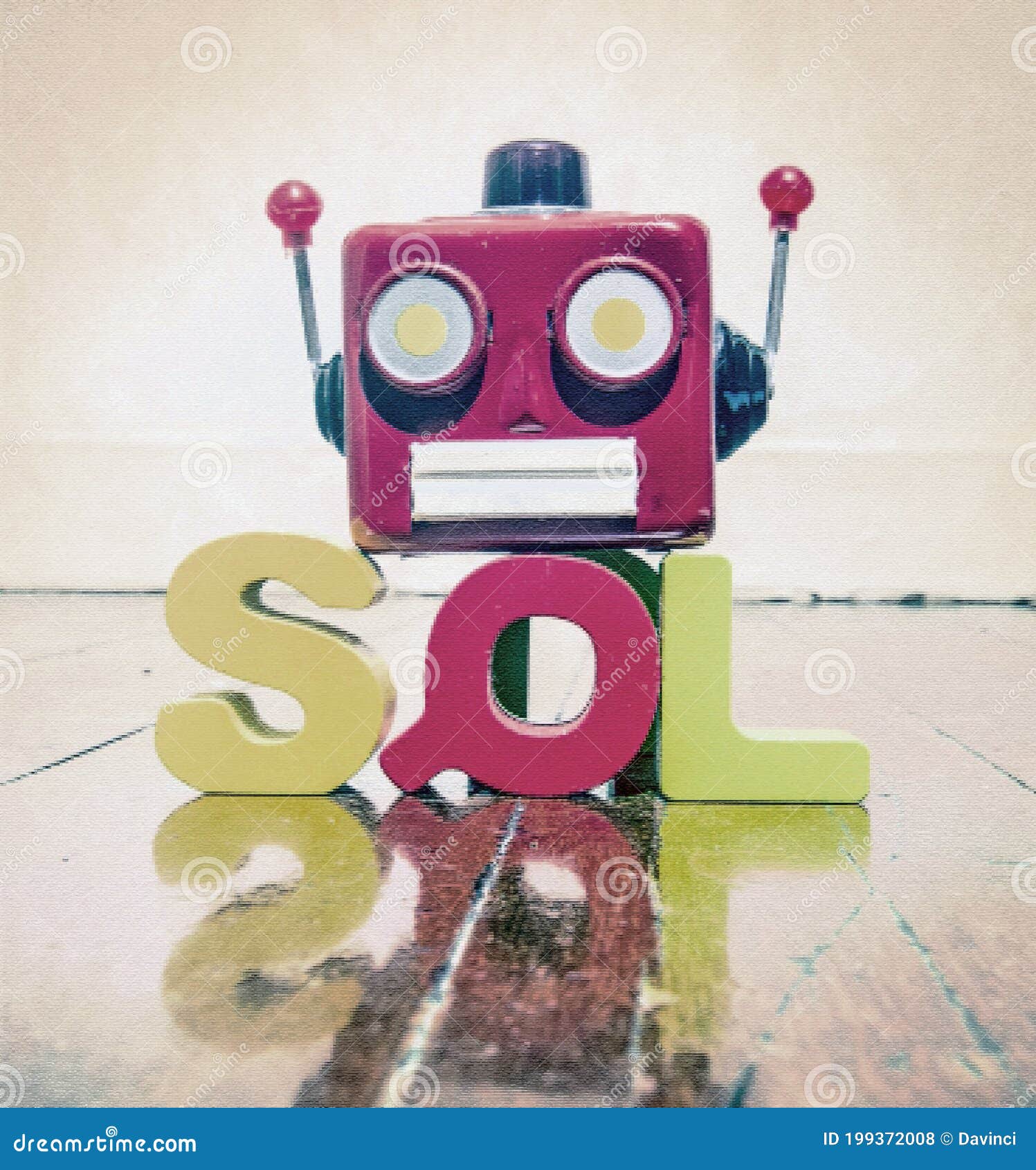 The Acronym SQL with a Robot Head Stock Photo - Image of flat, develop ...