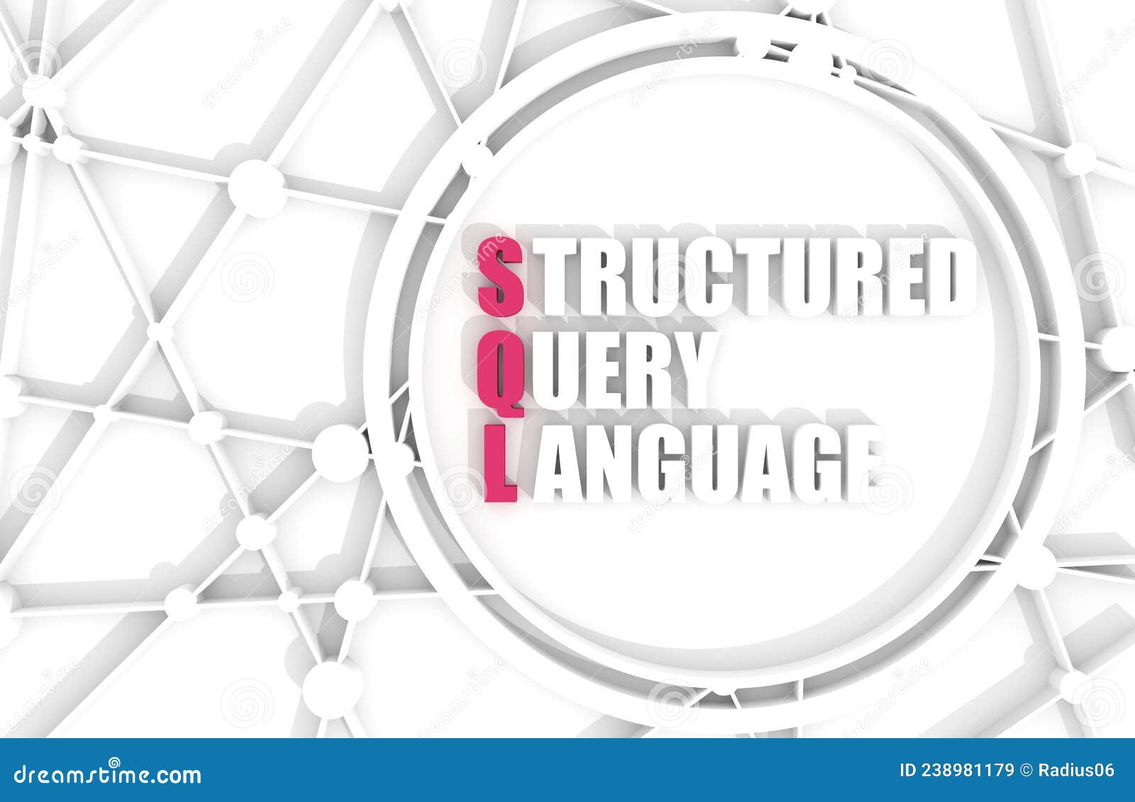 Acronym SQL - Structured Query Language in Circle. 3D Render Stock ...