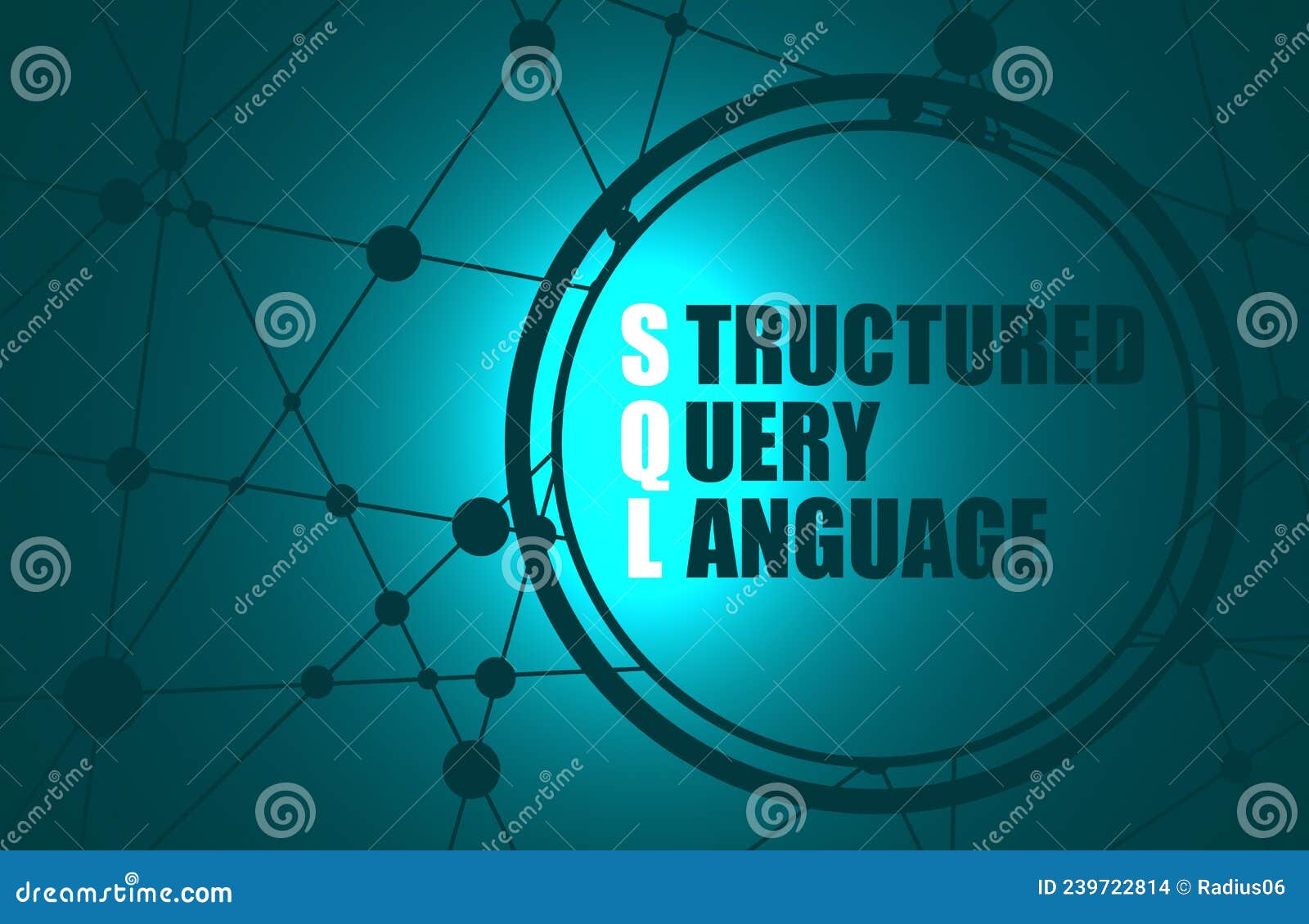 Acronym SQL - Structured Query Language in Circle. 3D Render Stock ...