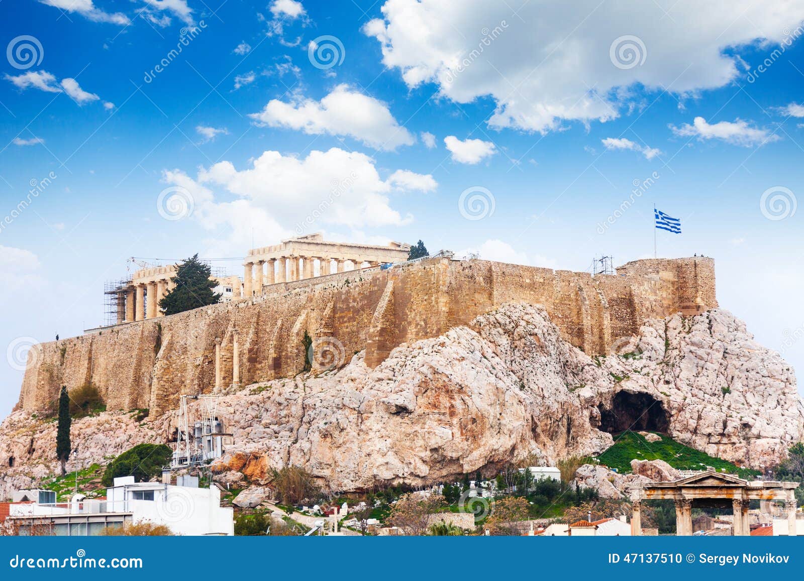 Acropolis of Athens from Downtown in Greece Stock Photo - Image of ...