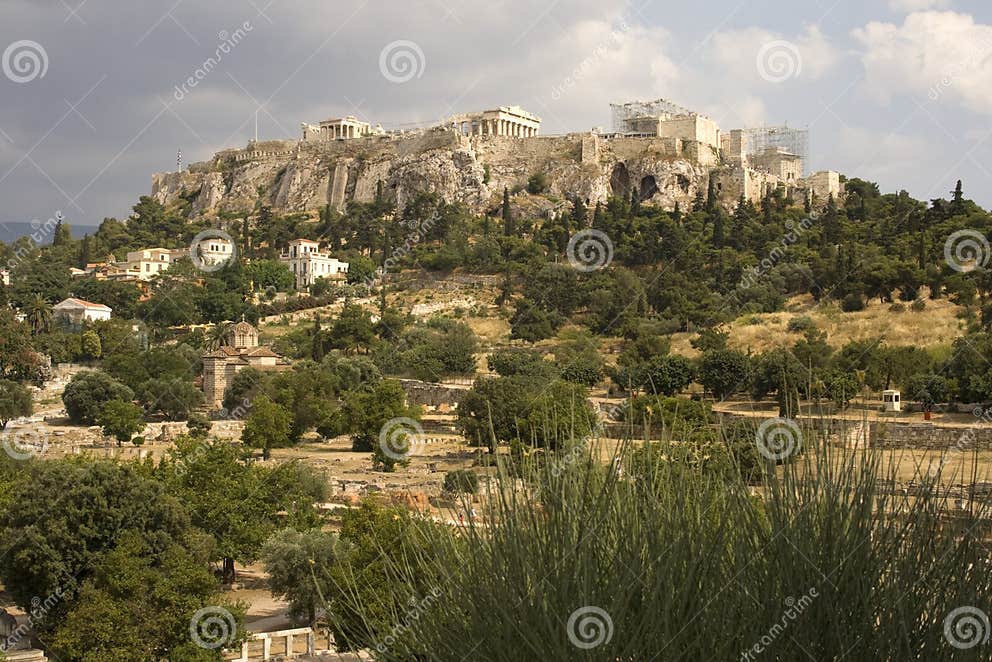 Acropolis in Athens, Greece Stock Image - Image of landmark, plants ...