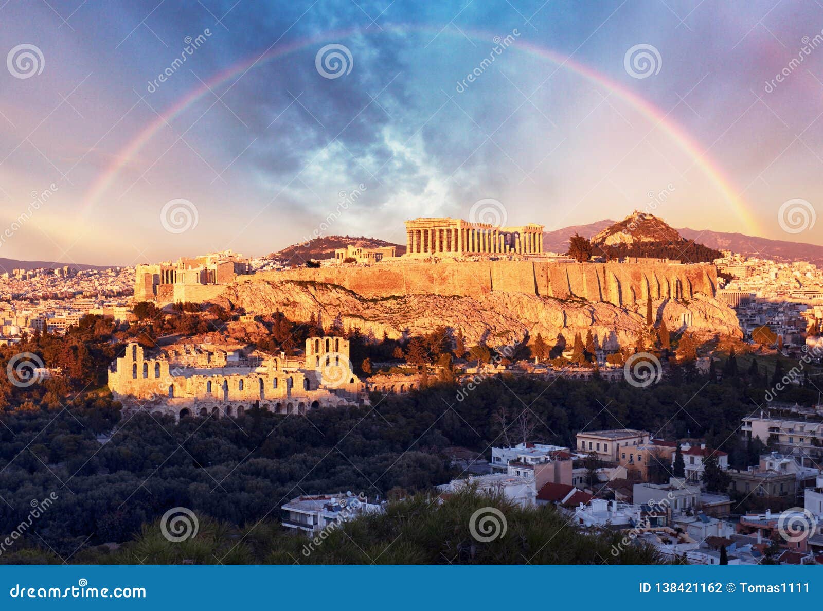 Acropolis of Athens, Greece, with the Parthenon Temple during Sunset ...