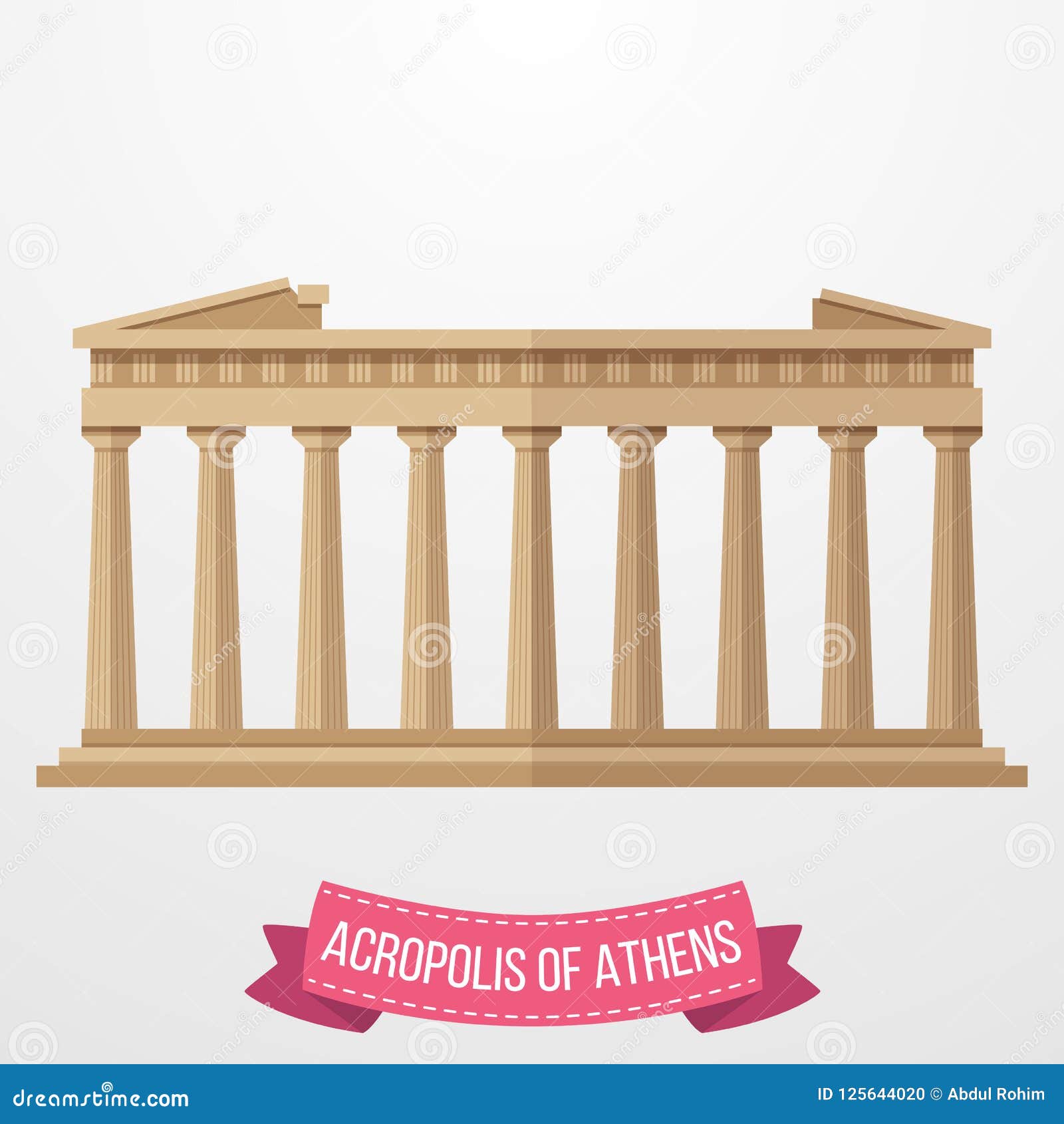 Acropolis of Athens Icon on White Background Stock Illustration ...