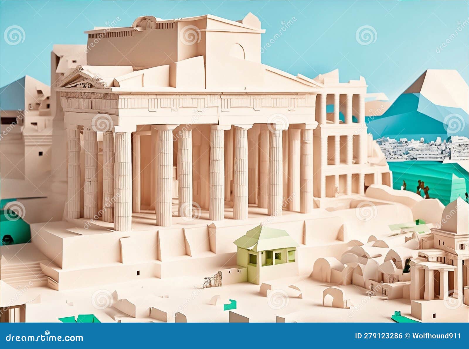 Acropolis of Athens Paper Art. Generate Ai Stock Illustration ...