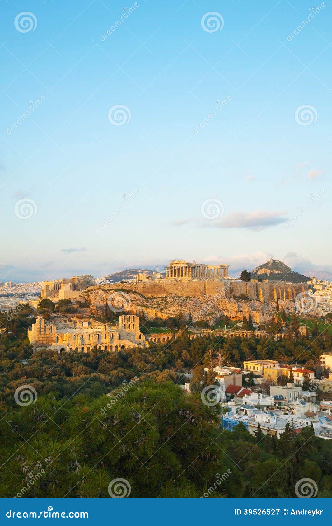 Acropolis in the evening stock image. Image of classical - 39526527