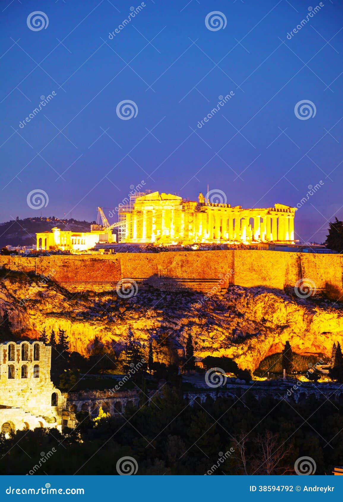 Acropolis in the Evening after Sunset Stock Photo - Image of greek ...