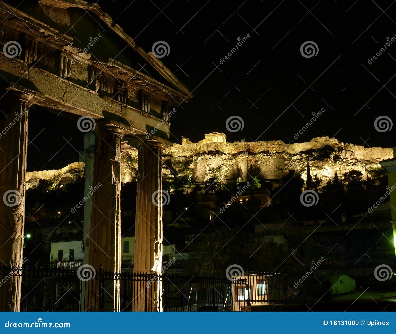 Acropolis Illuminated in the Night Stock Photo - Image of greek ...