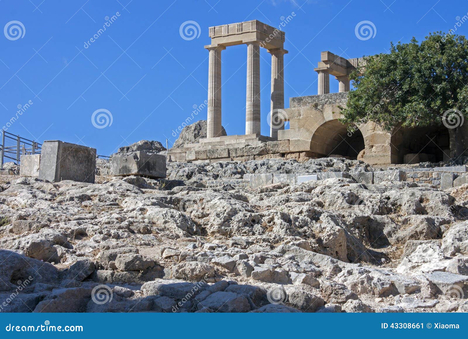 The Acropolis of Lindos, Rhodes Stock Image - Image of column, greek ...