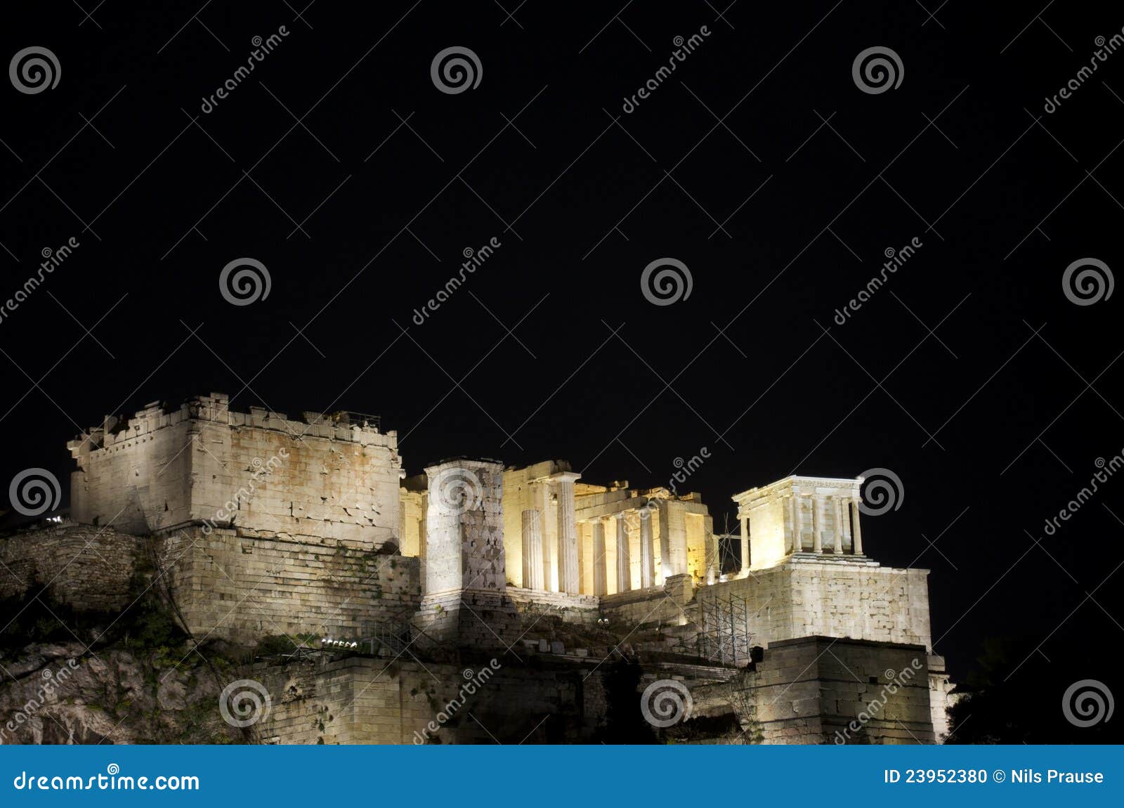 Acropolis at night stock photo. Image of famous, night - 23952380