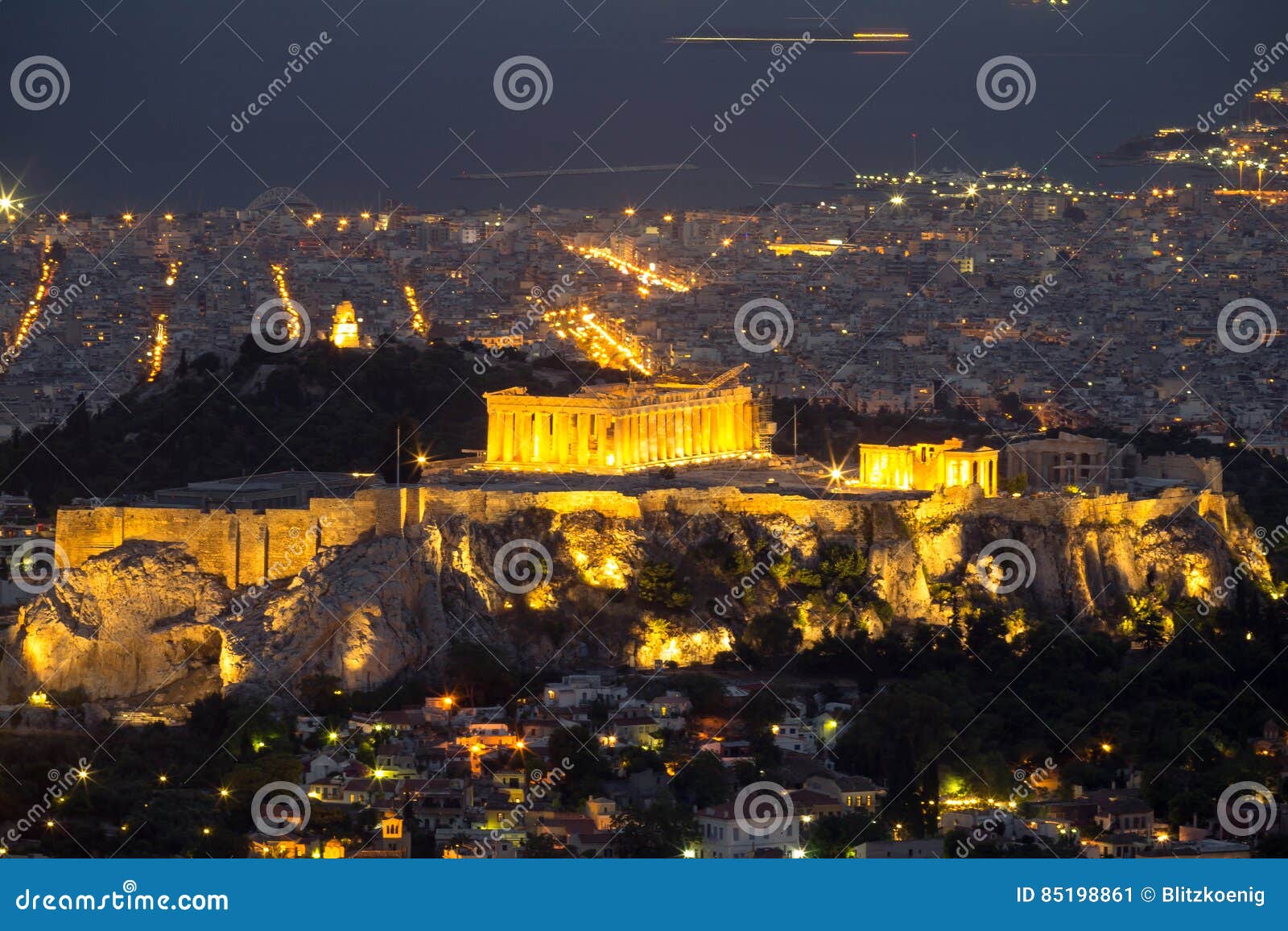 Acropolis by Night, Athens, Greece Stock Image - Image of greek, column ...