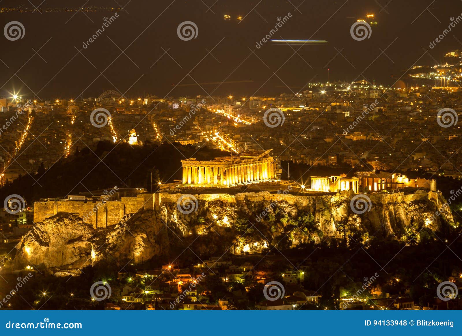 Acropolis by Night, Athens, Greece Stock Photo - Image of archeology ...