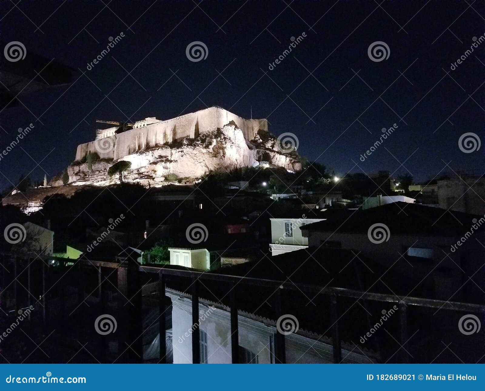 Acropolis Night View Athens Greece Stock Image - Image of night ...