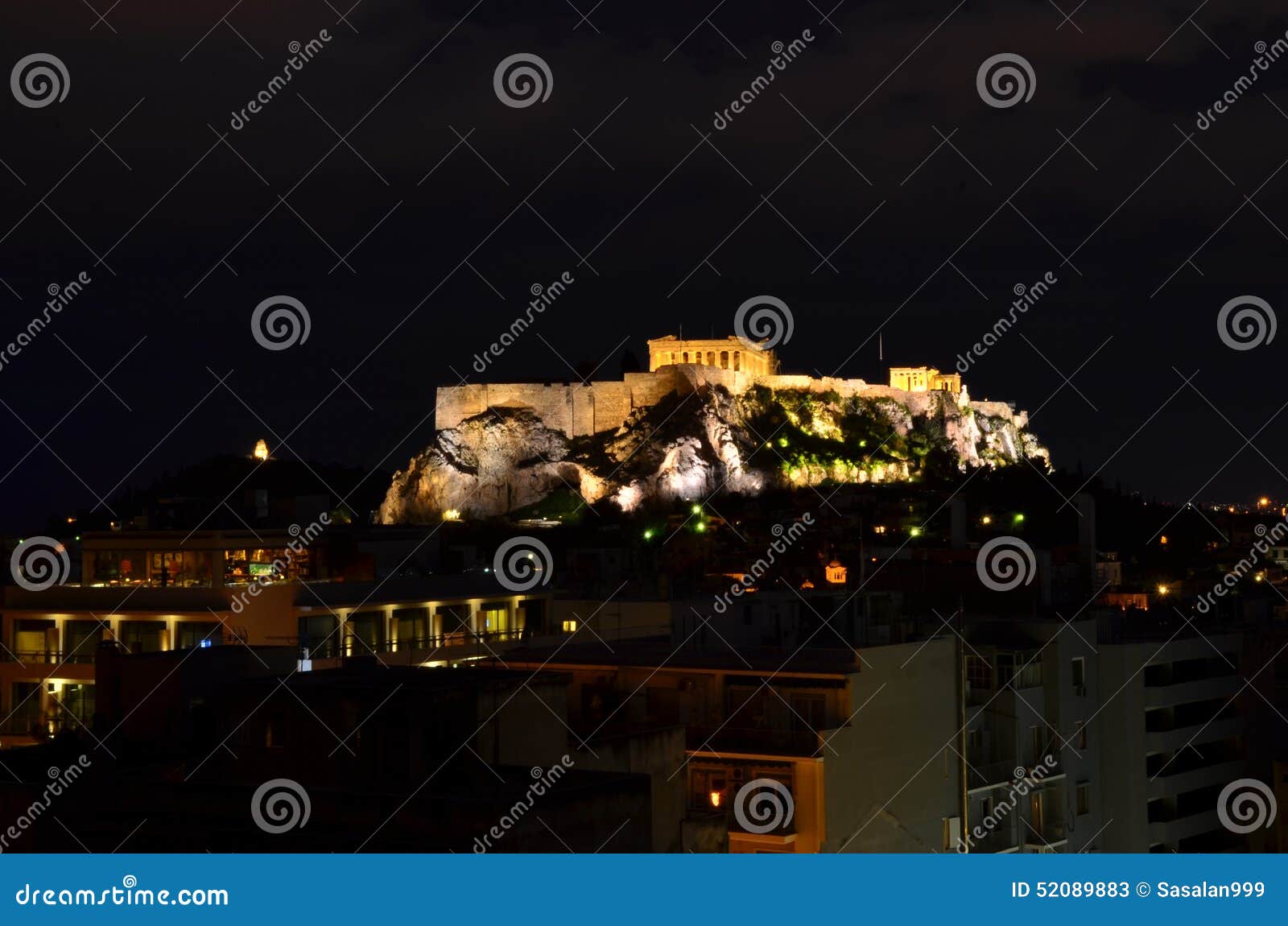 Acropolis at Night stock image. Image of floodlit, acropolis - 52089883