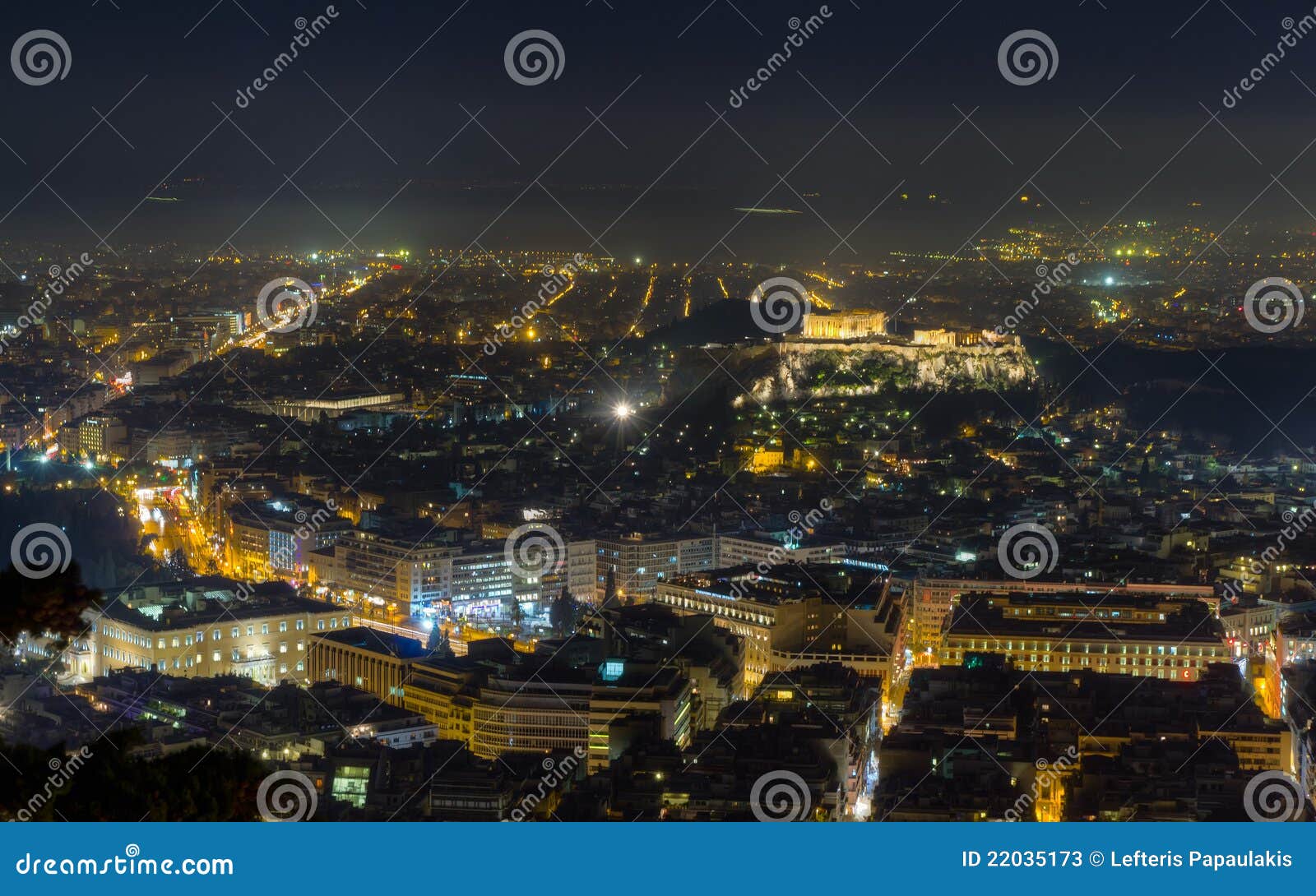 Acropolis Night View from Lycabettus Hill, Athens Stock Image - Image ...