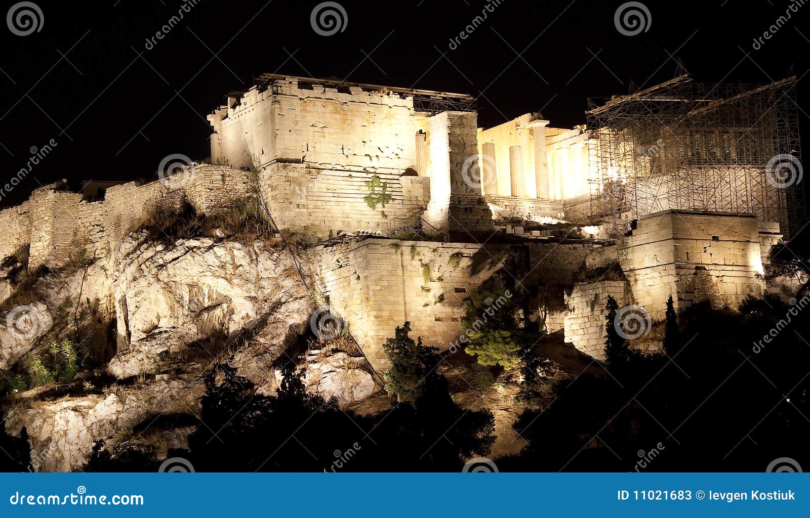 Acropolis,Parthenon,at Night Stock Image - Image of view, athens: 11021683