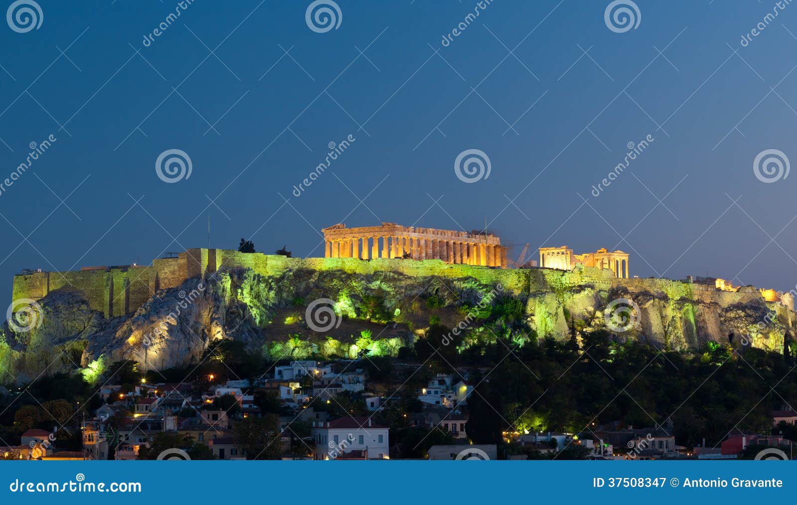 Acropolis Parthenon by Night, Athens, Greece Stock Image - Image of ...
