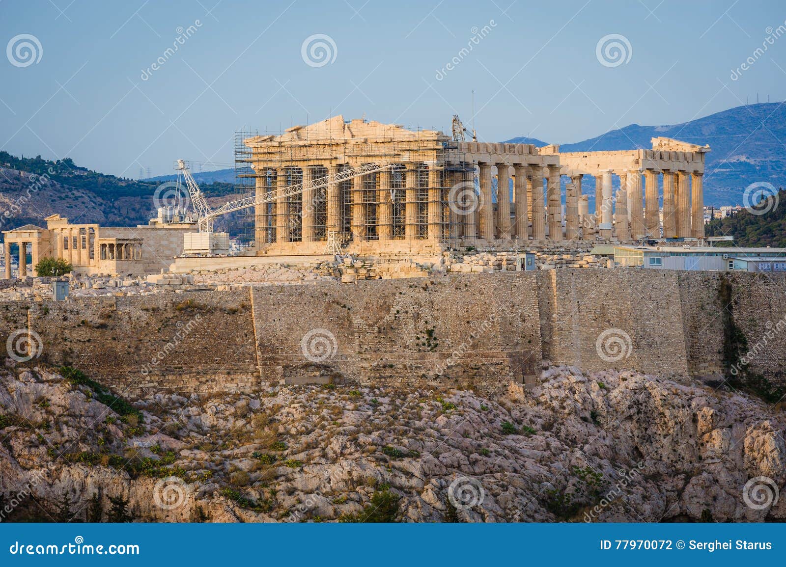 Acropolis in Rays of Sunset Stock Photo - Image of copy, landmark: 77970072