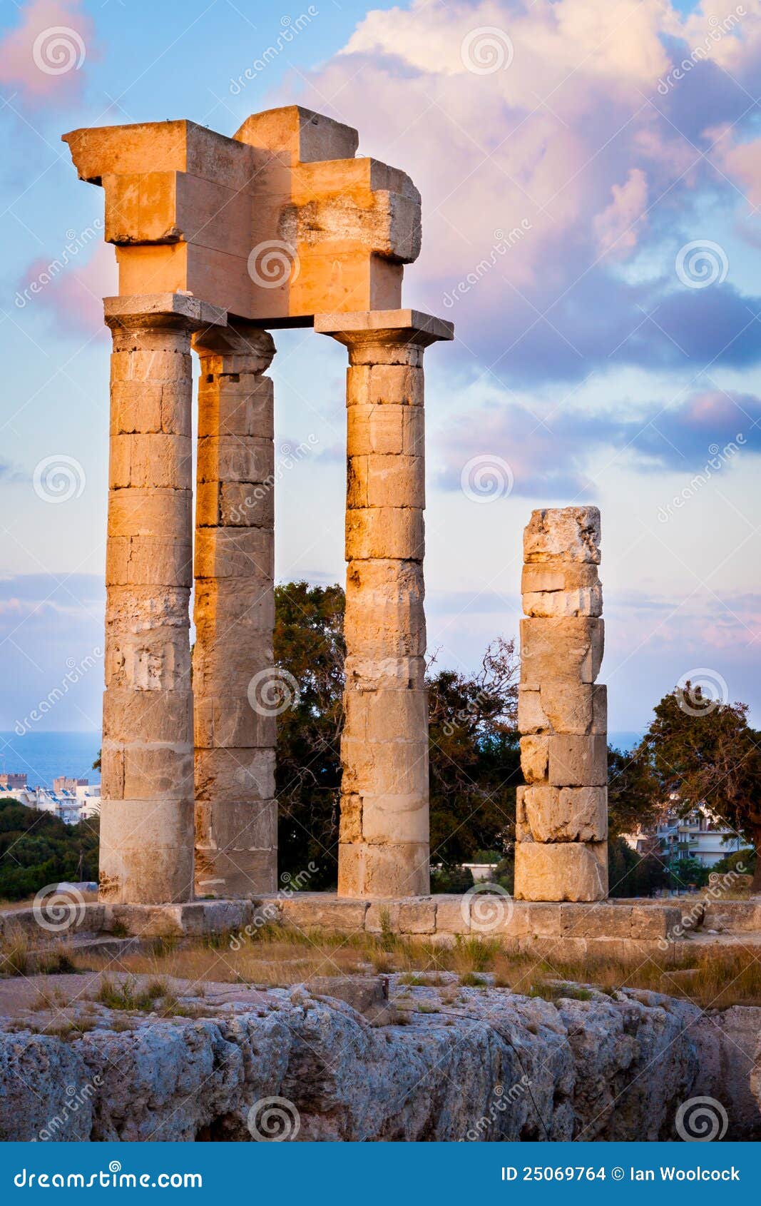 Acropolis of Rhodes stock photo. Image of sunny, ruins - 25069764