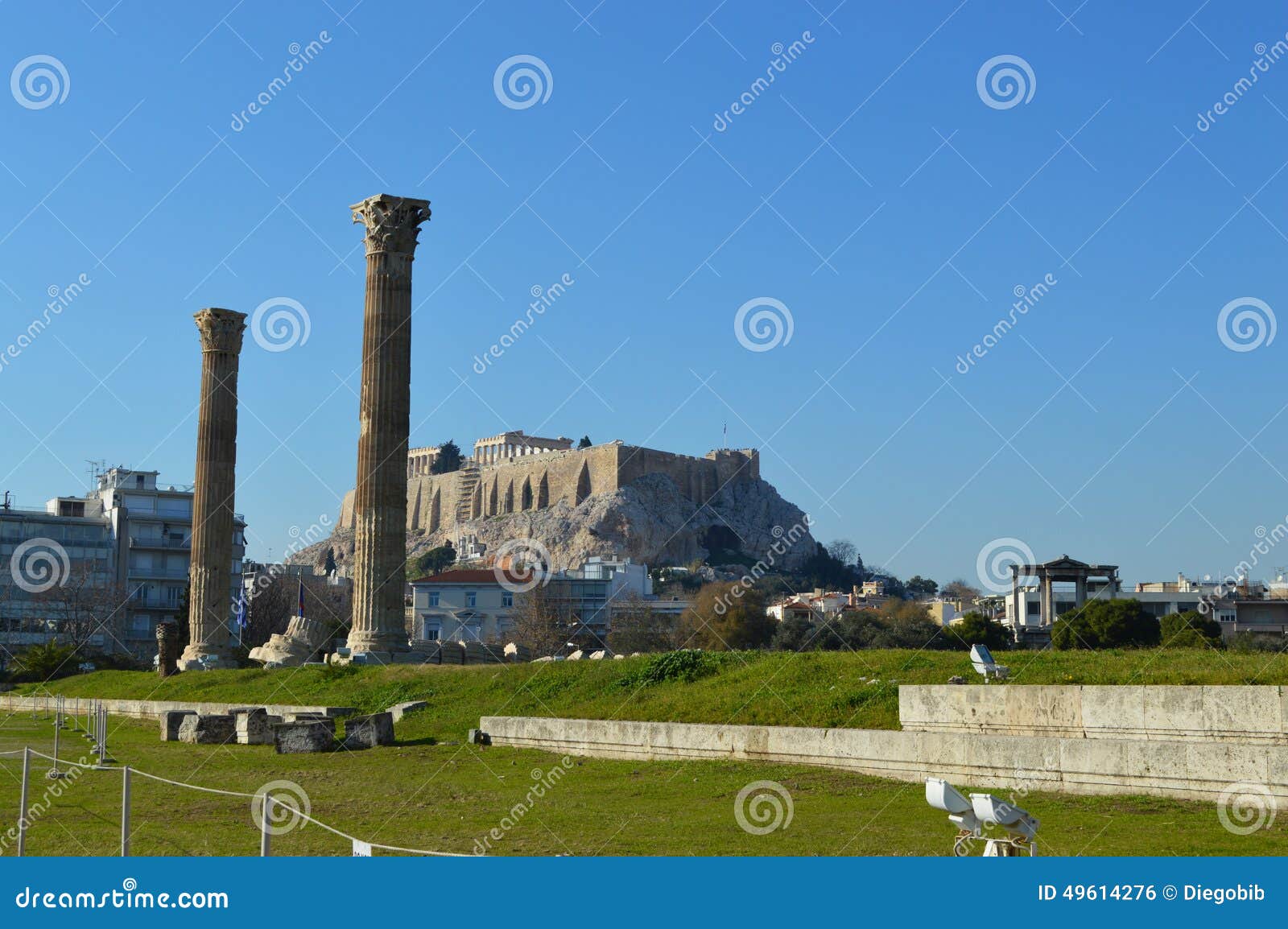 Acropolis Seen from Temple of Zeus in Athens Stock Photo - Image of ...