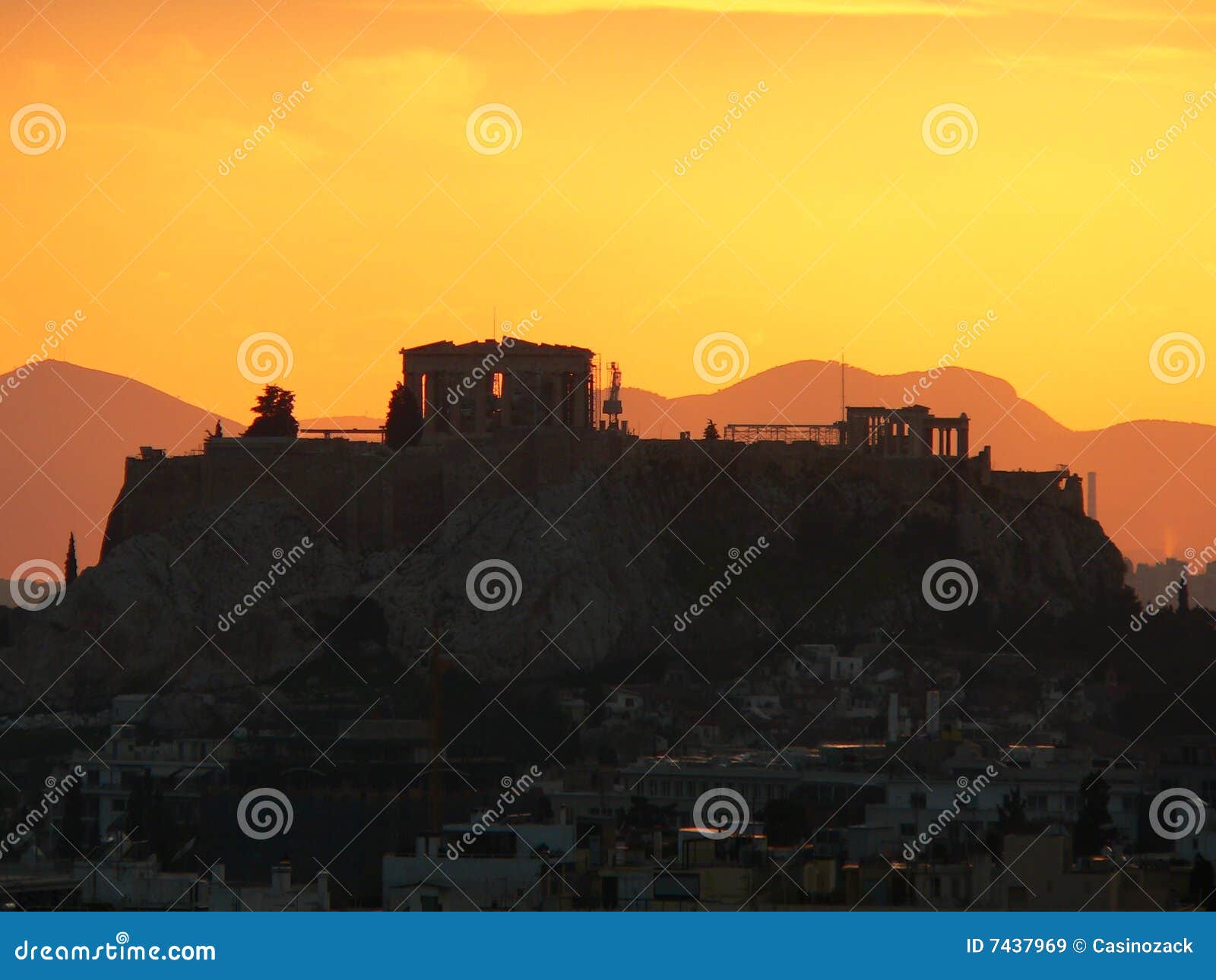 Acropolis sunset stock image. Image of hill, evening, temple - 7437969