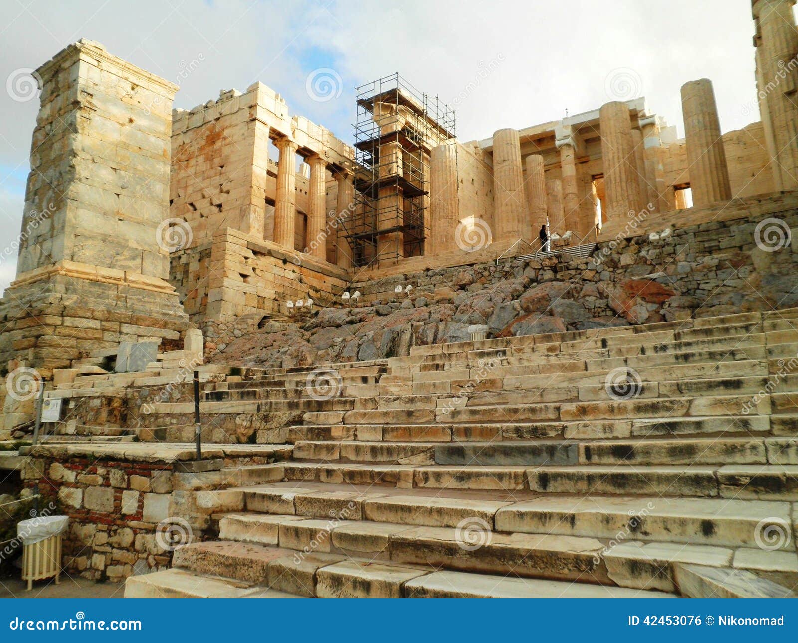 Acropolis Temple Athens Greece Stock Photo - Image of staircase, dark ...
