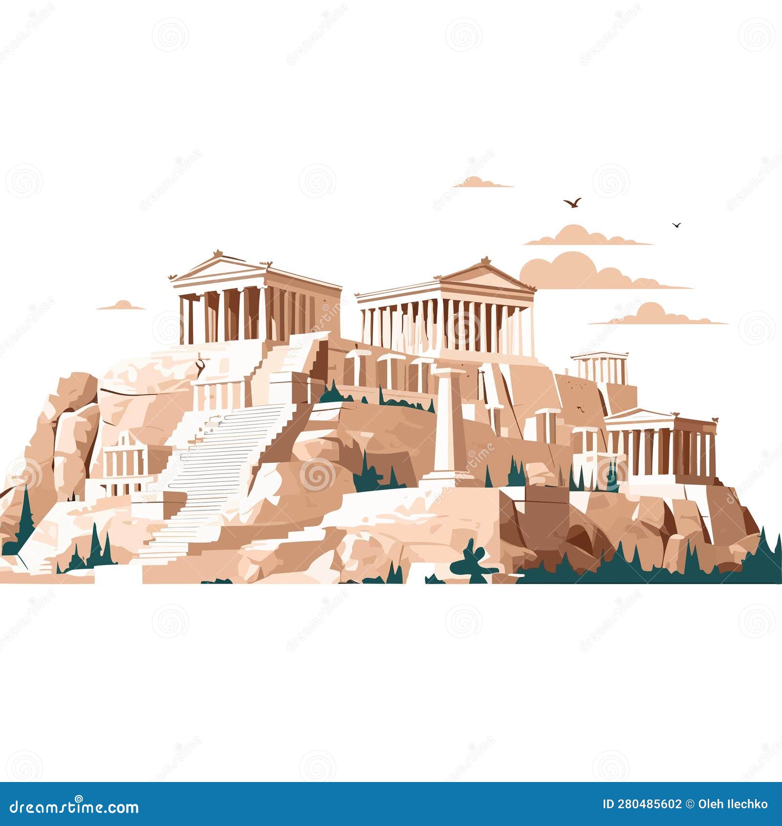 Acropolis Vector Isolated on White Stock Vector - Illustration of ...