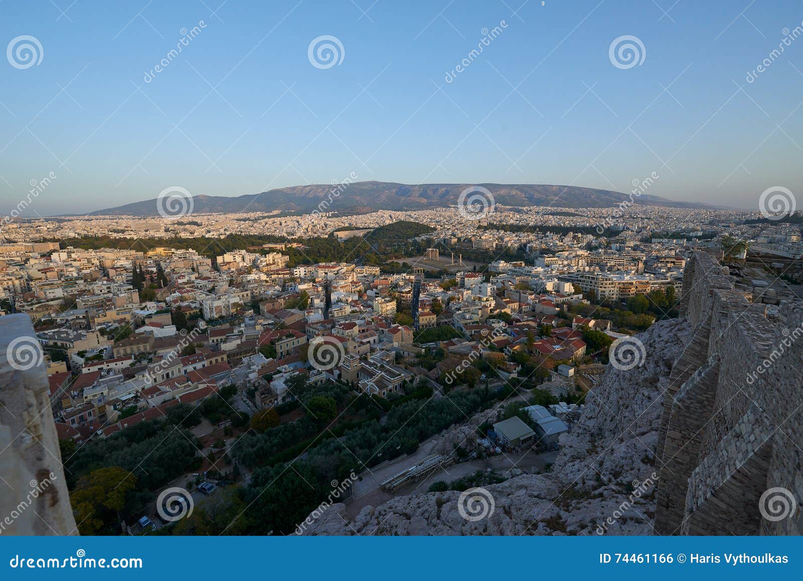 Acropolis Walls and in the Background the City of Athens Stock Photo ...