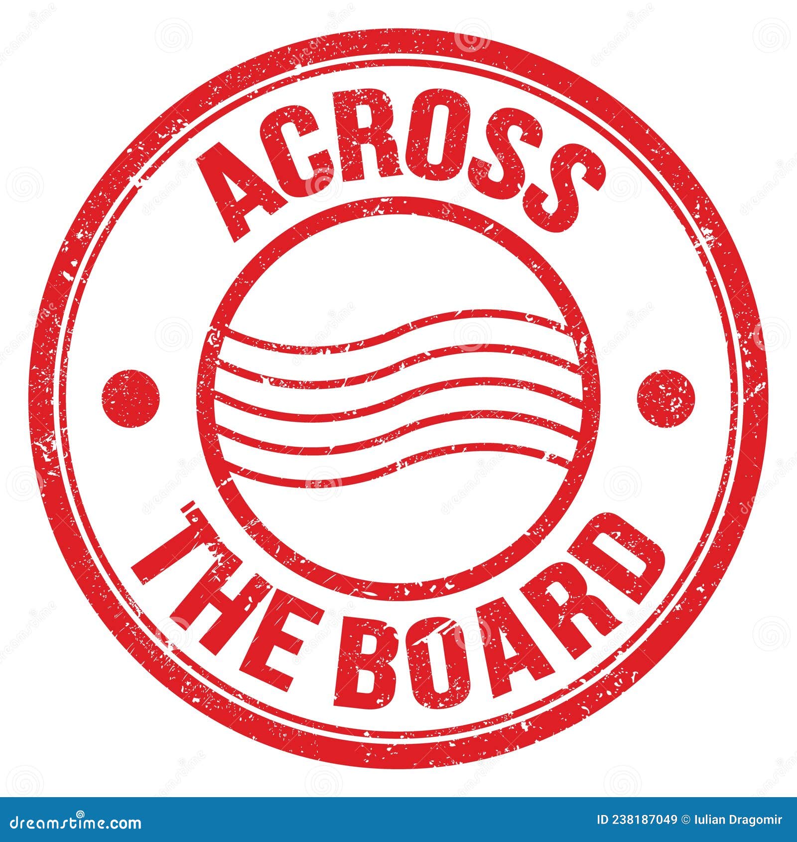 ACROSS the BOARD Text on Red Round Postal Stamp Sign Stock Illustration ...