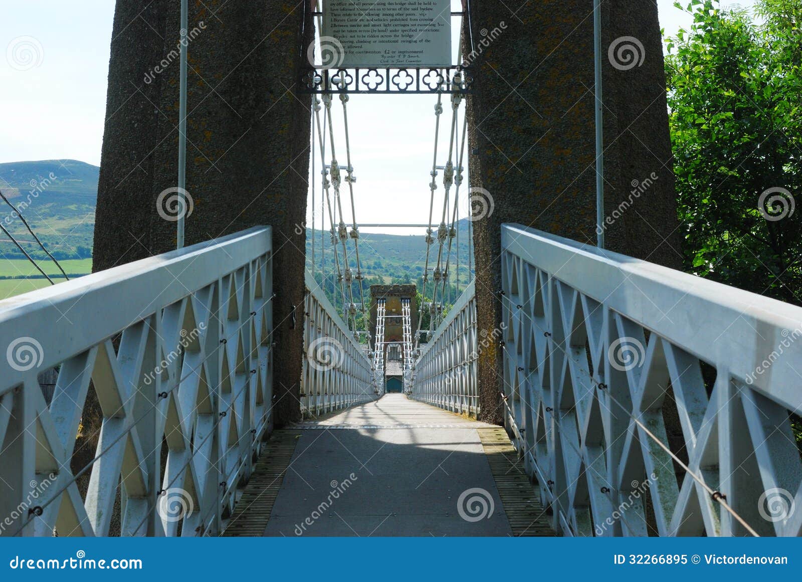 Across the Chain Bridge at Melrose Stock Image - Image of tower ...
