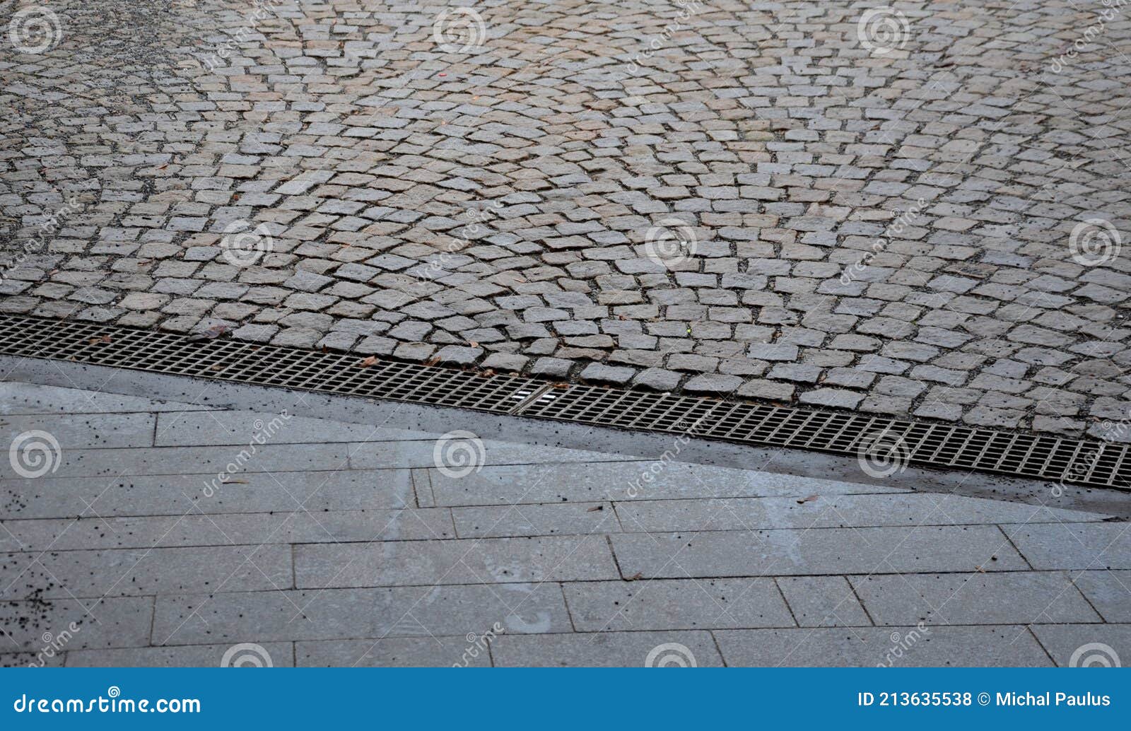 Across the Path There is a Channel with a Metal Grid for Drainage ...