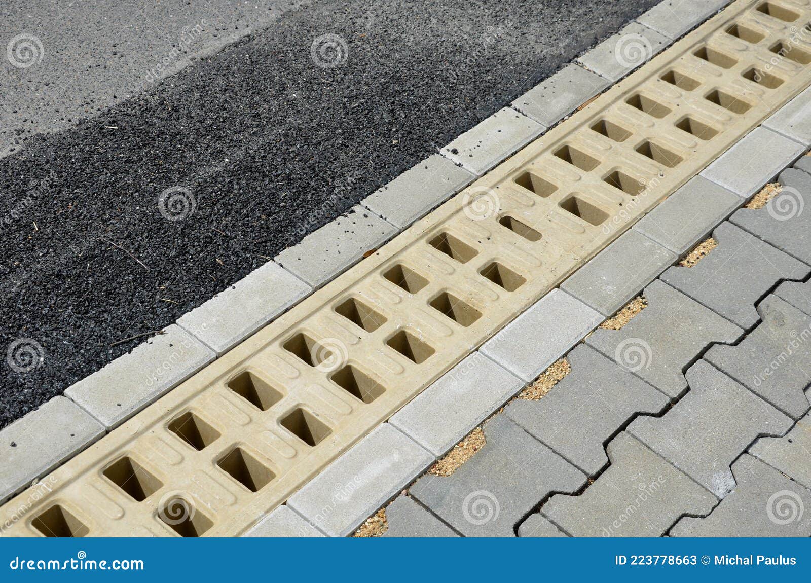 Across the Path There is a Channel with a Metal Grid for Drainage ...