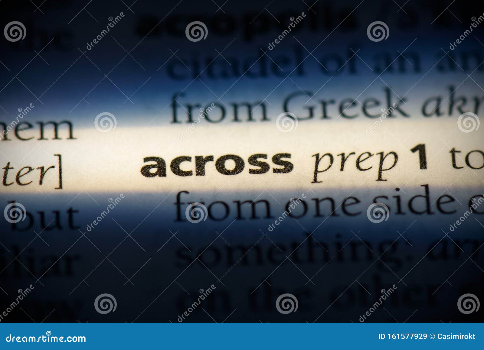 Across stock image. Image of closeup, english, word - 161577929