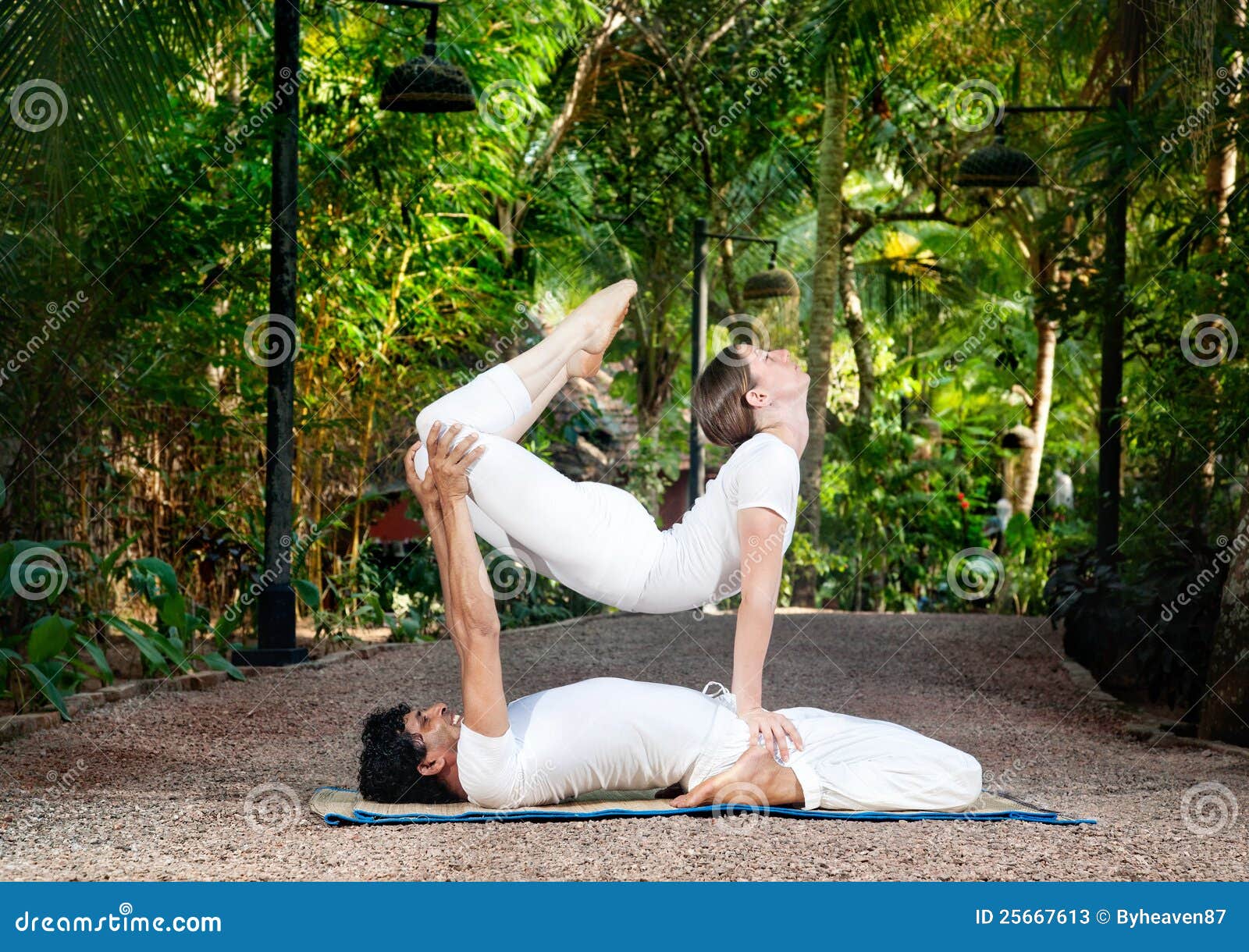 Acroyoga in the garden stock image. Image of green, healthy - 25667613