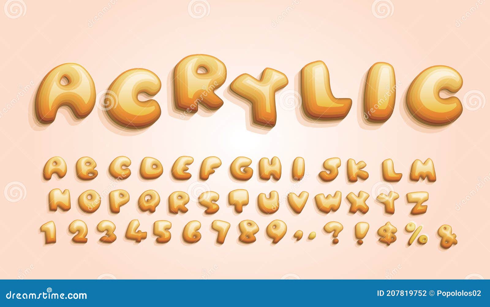 Acrylic Style Font Design, Alphabet Letters and Numbers. Stock Vector ...