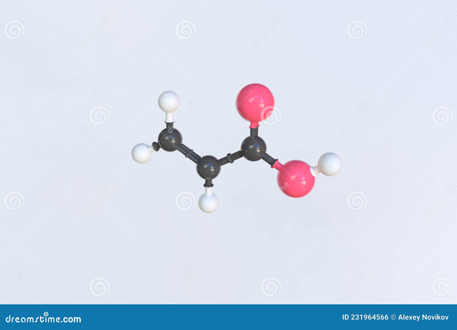 Acrylic Acid Molecule. Isolated Molecular Model. 3D Rendering Stock ...