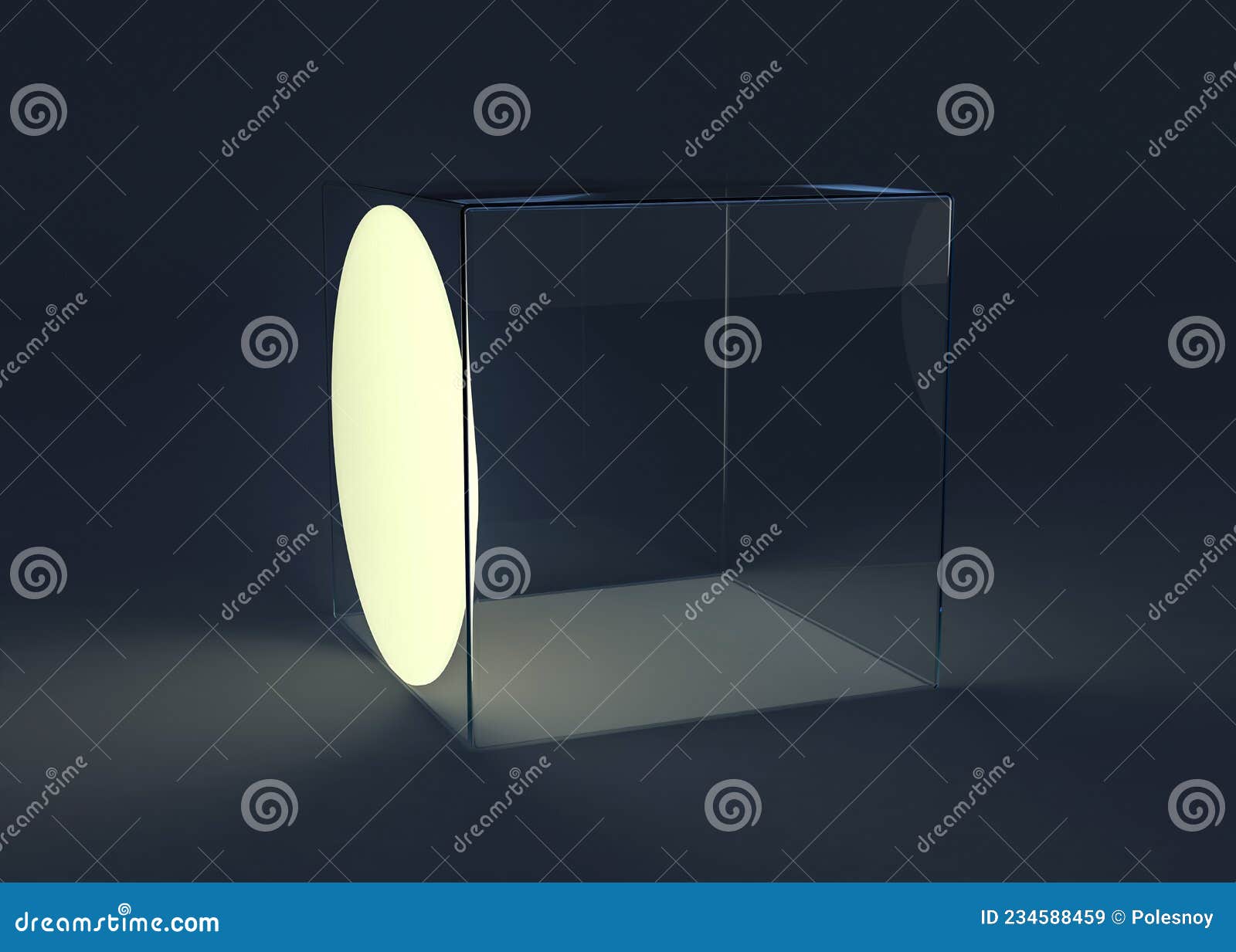 Acrylic Box Abstract with Lamp. Shadow and Reflection. 3D Illustration ...