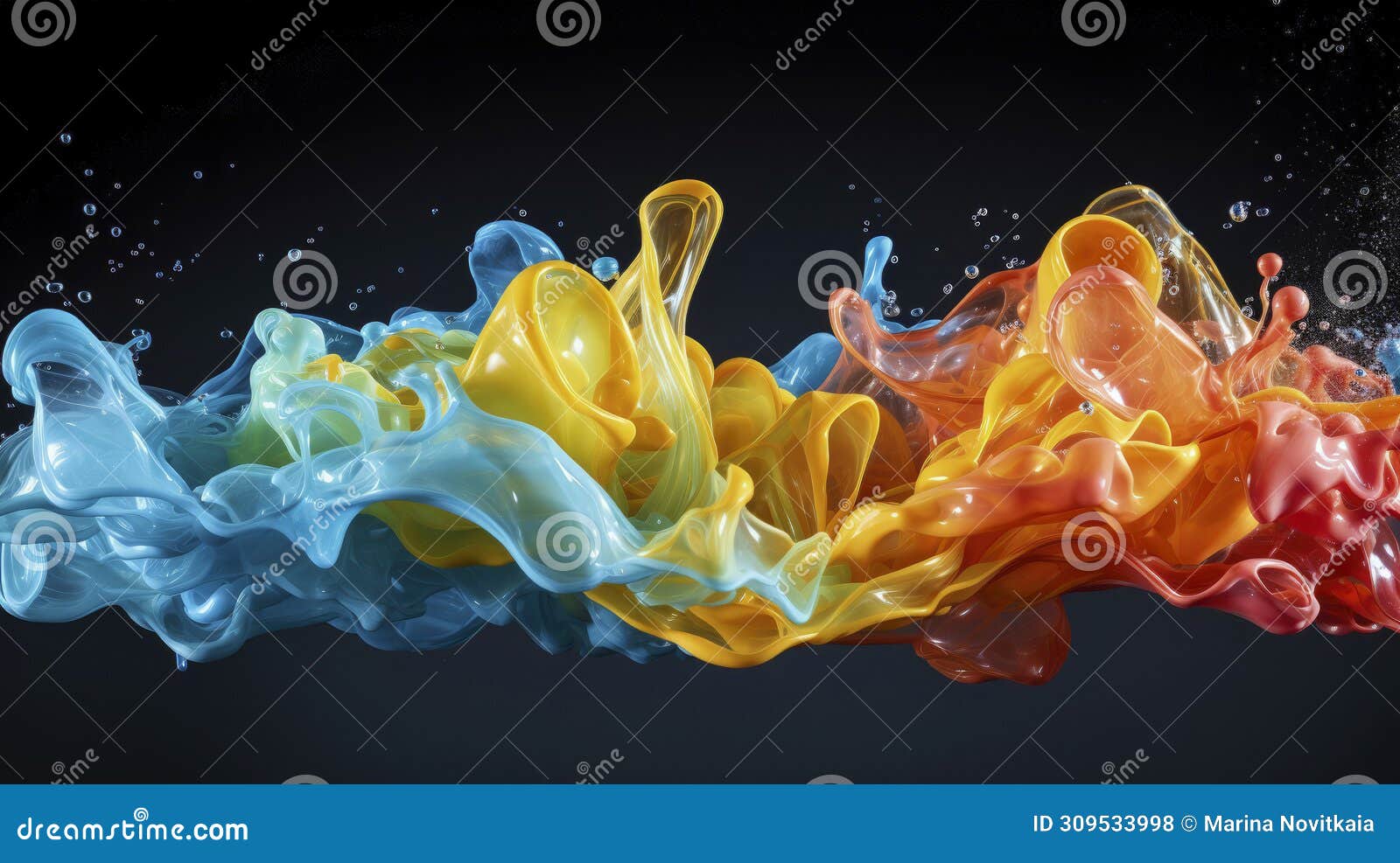 Acrylic Colorful Blend. Exploding Liquid Paint in Rainbow Colors with Splashes Stock ...