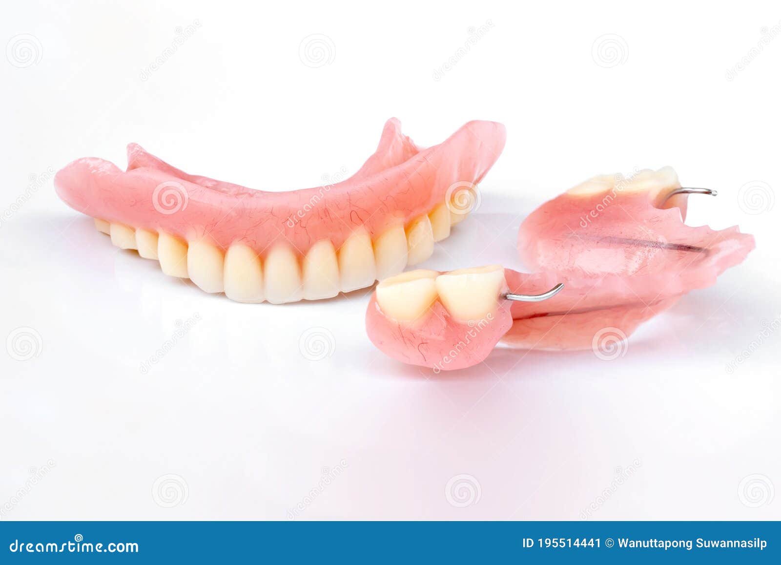 Acrylic Dentures Isolated on White Background. Removable Dentures ...